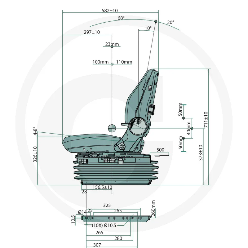 PROBOSS Fahrersitz AS3520 luftgefedert - passend zu John Deere
