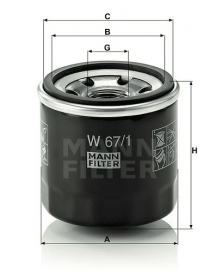 Mann Filter W 67/1 Oil Filter SpinOn