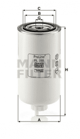 Mann Filter PL 250 Fuel Filter SpinOn (Pre-filter)